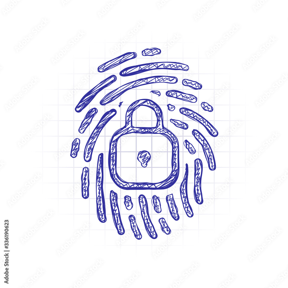 Fingerprint with close lock, personal protect, secutiry icon. Hand ...