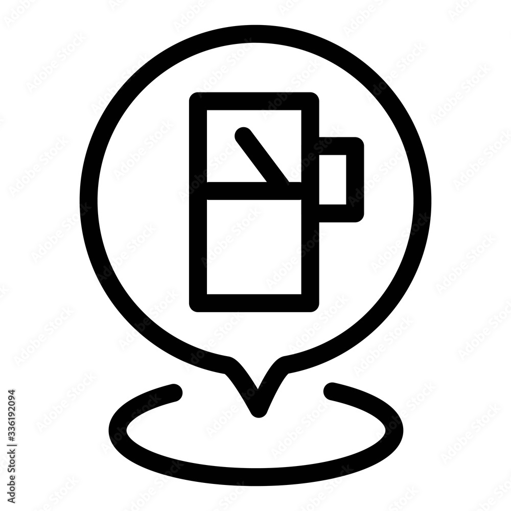 Gas station with map marker icon. Petrol station location pin symbol ...