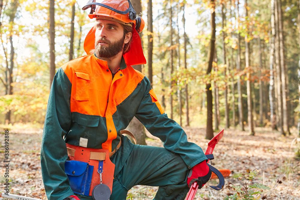 Forester and lumberjack in protective gear Stock Photo | Adobe Stock