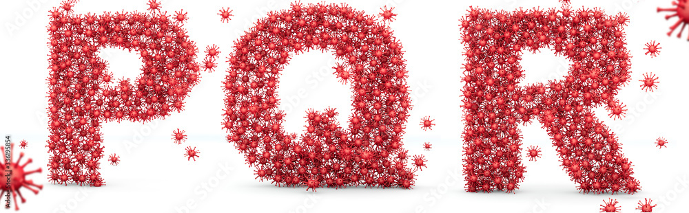 Letters P, Q, R virus. Coronavirus Alphabet 3d render. ord made of ...