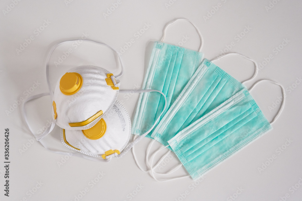 different types of face masks isolated on white Stock Photo | Adobe Stock