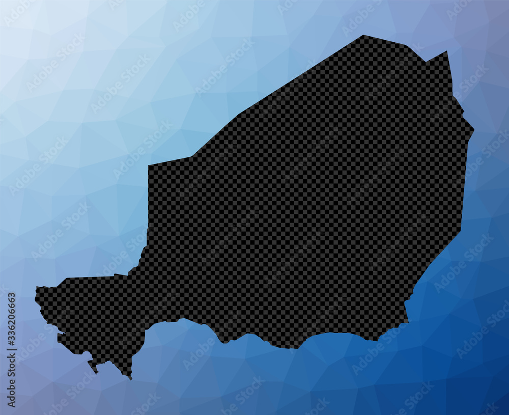 Niger geometric map. Stencil shape of Niger in low poly style ...