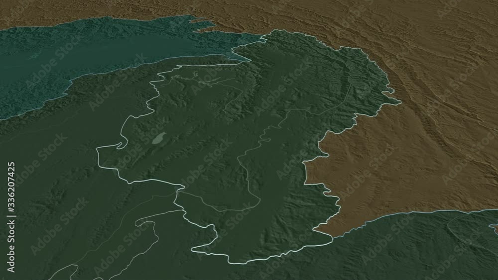 Kachin, state with its capital, zoomed and extruded on the ...