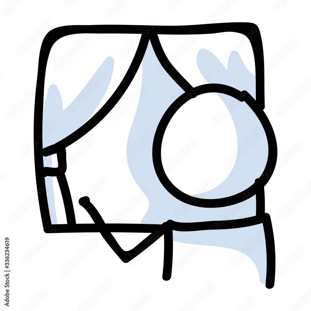 Cute stick figure in quaratine looking out of window lineart icon ...