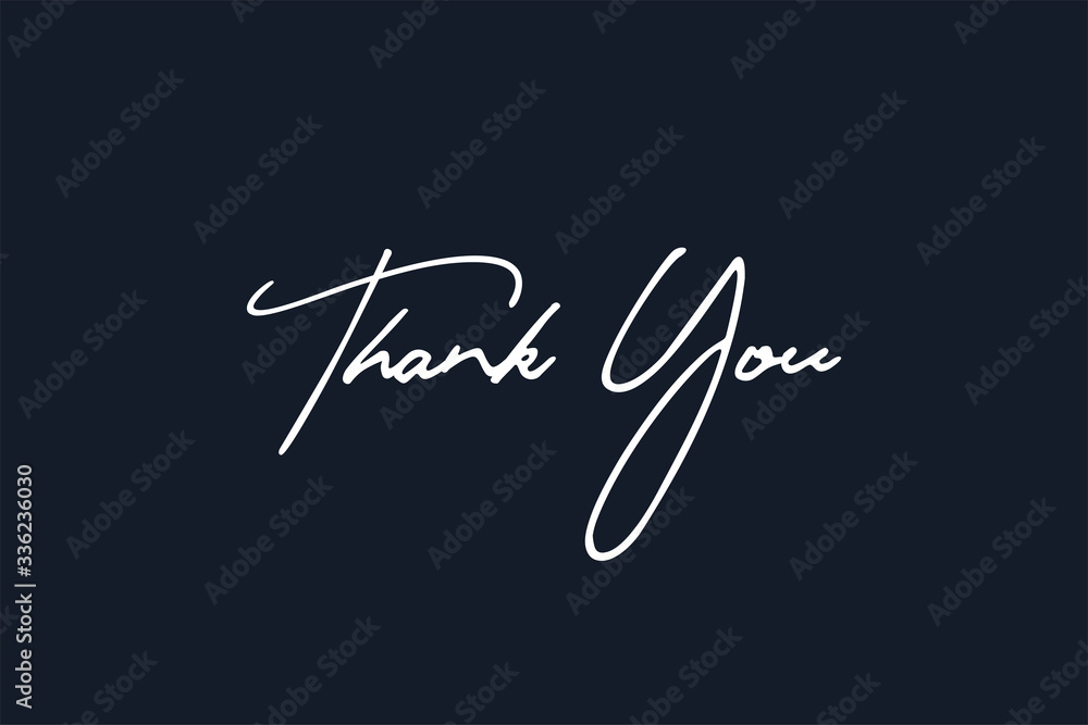 Thank You Text Handwritten Calligraphy Lettering Isolated On Dark Blue ...