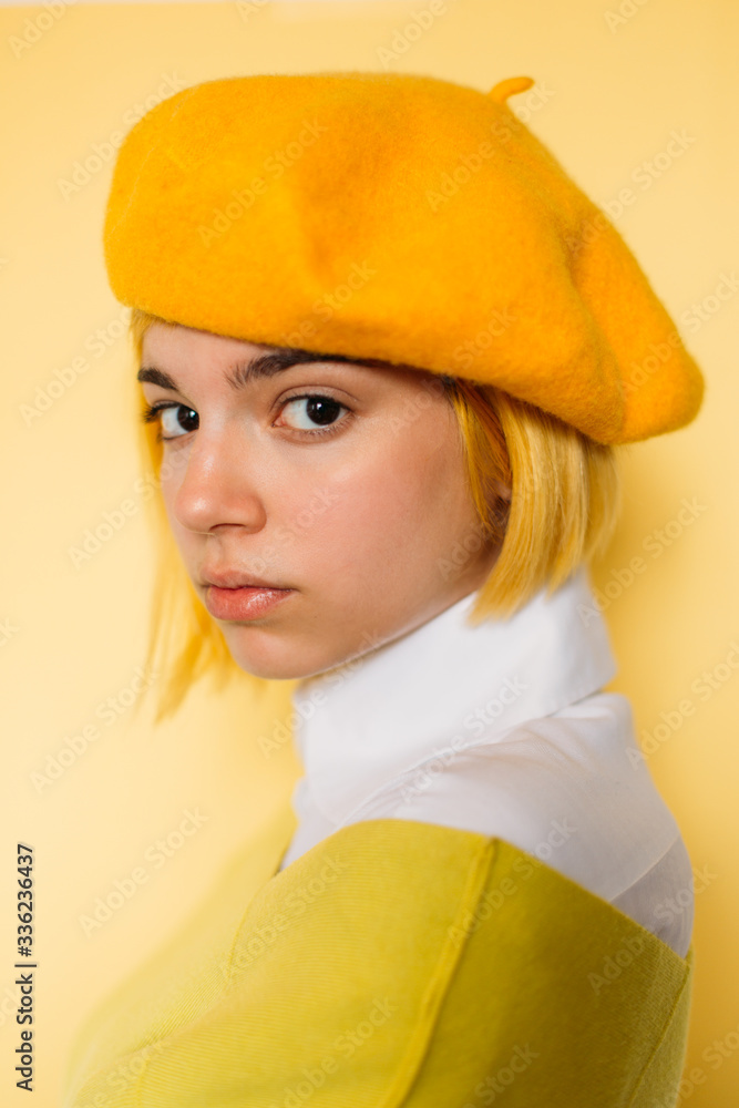 Yellow head girl portrait Stock Photo | Adobe Stock