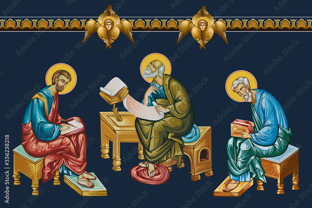St. Apostles. Illustration in Byzantine style. Clip art set isolated ...