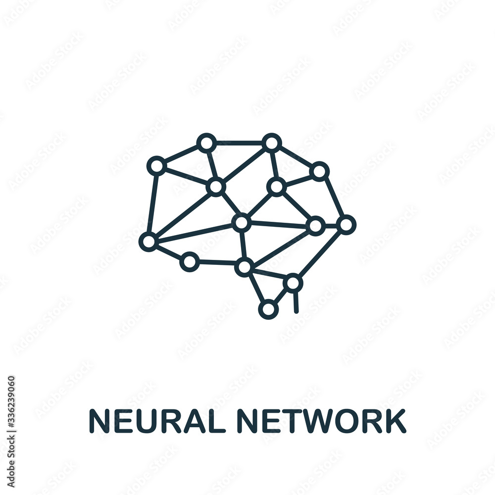 Neural Network icon from machine learning collection. Simple line Neural Network icon for ...