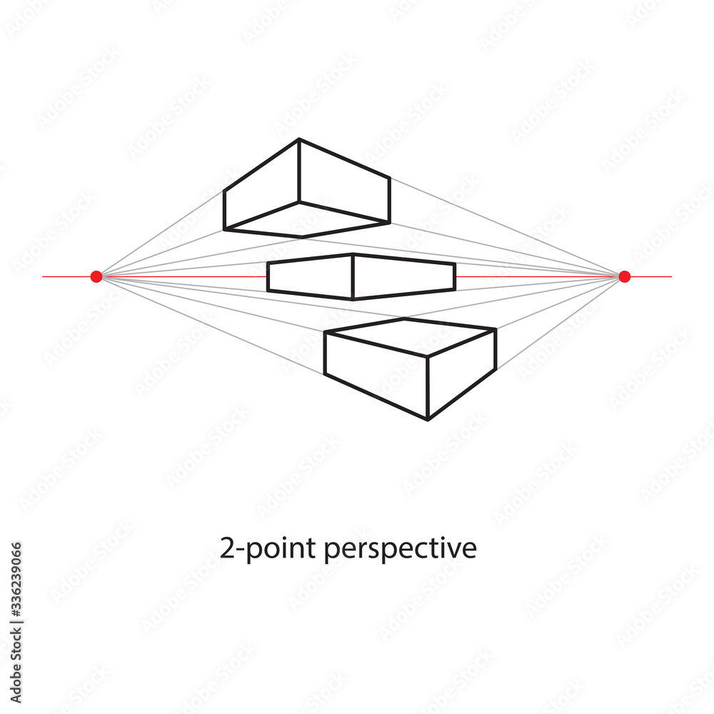 Two Point Perspective Line Drawing study art architecture Stock Vector ...