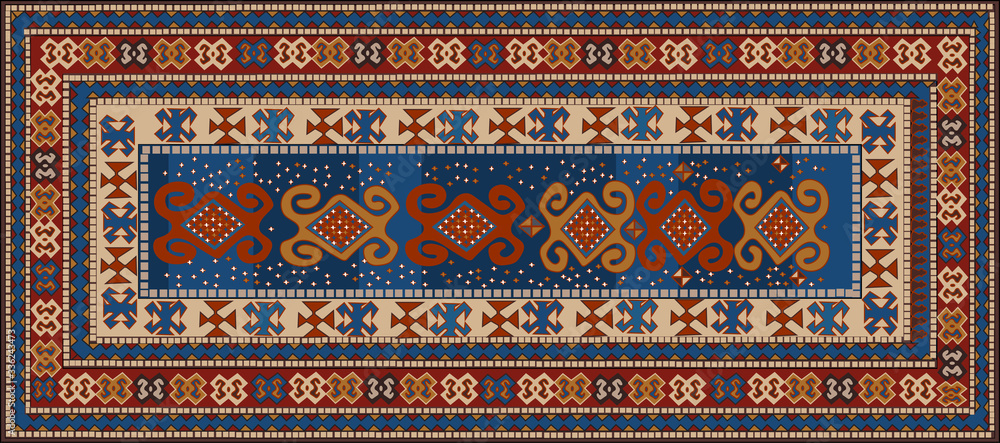 Illustrated Persian carpet original design, tribal texture. Stock ...