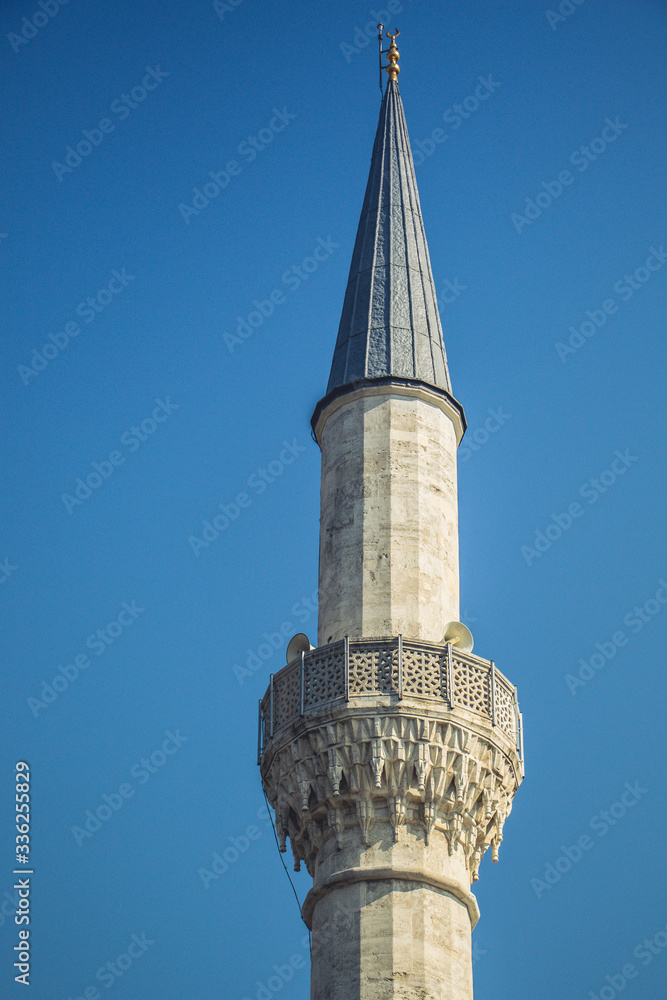 Ottoman Turkish style mosque minaret as Religious Muslim temple ...