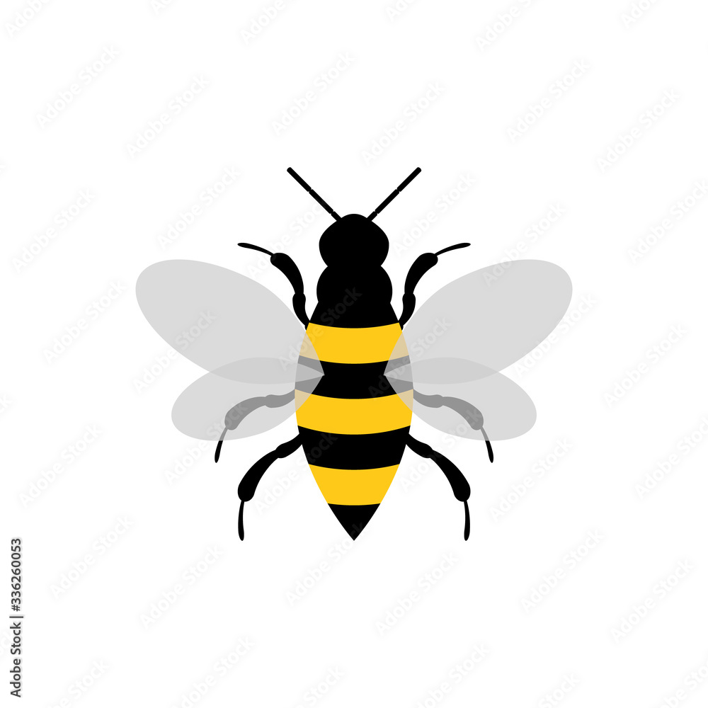Bee icon isolated on white background. Honey flying bee. Insect. Flat ...