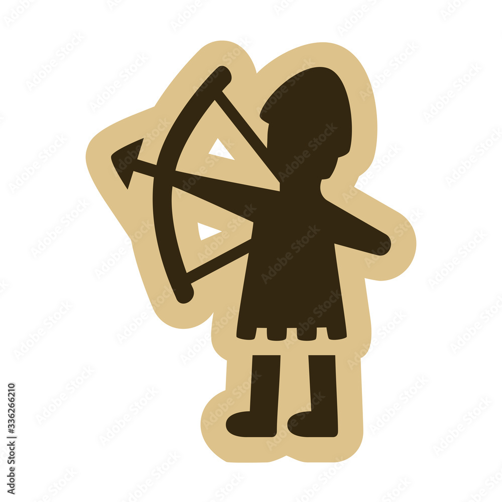 Vector icon of a medieval archer shooting an arrow. Can represent the ...