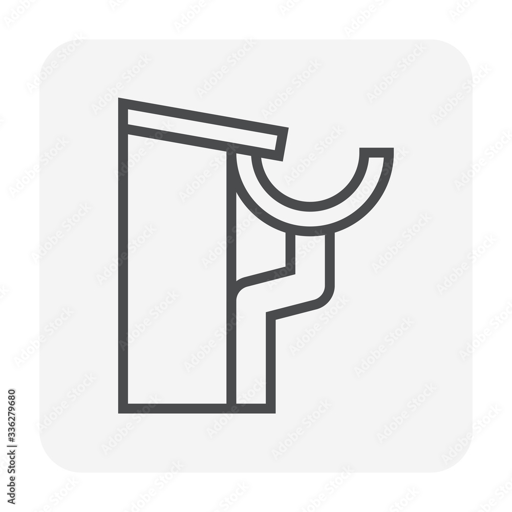 Half round style gutter vector icon. Also call rain gutter or ...