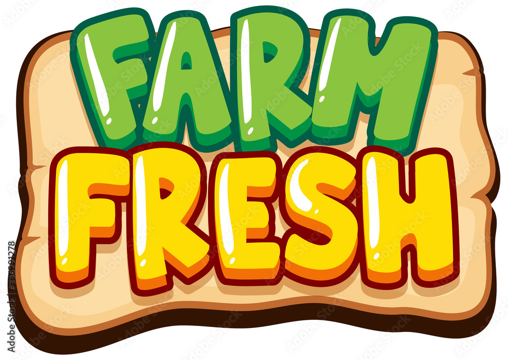 Font design for word farm fresh in green and yellow color Stock Vector ...