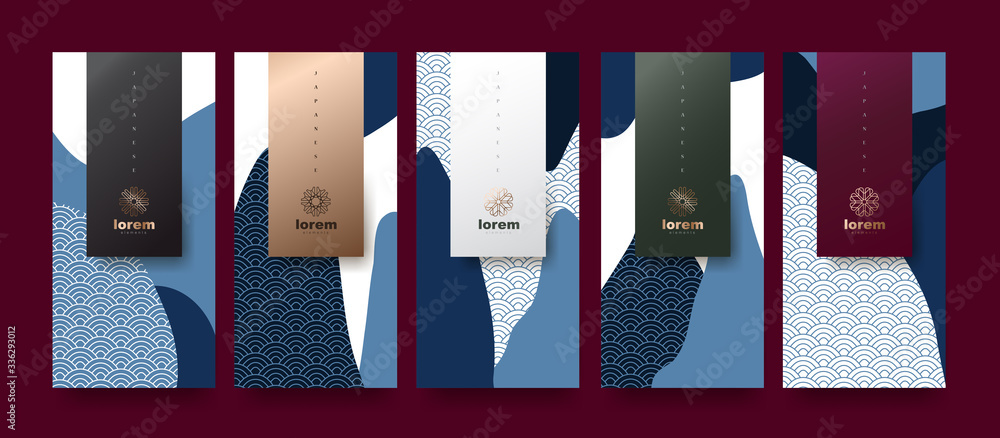 Vector set packaging templates japanese of nature luxury or premium ...