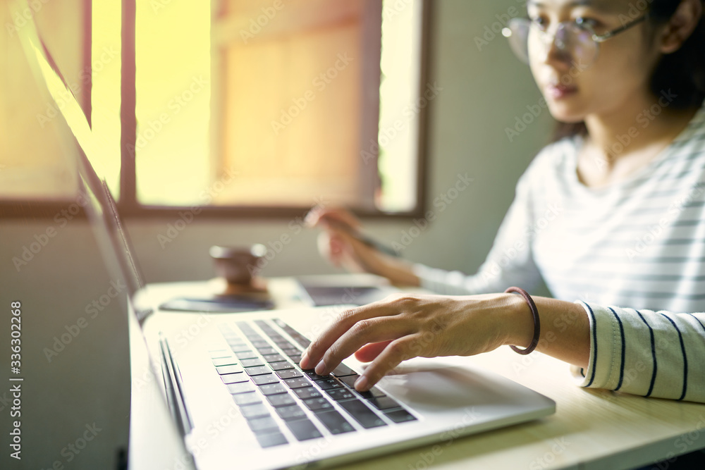 Working from home, women and laptops and coffee business ideas Stock ...