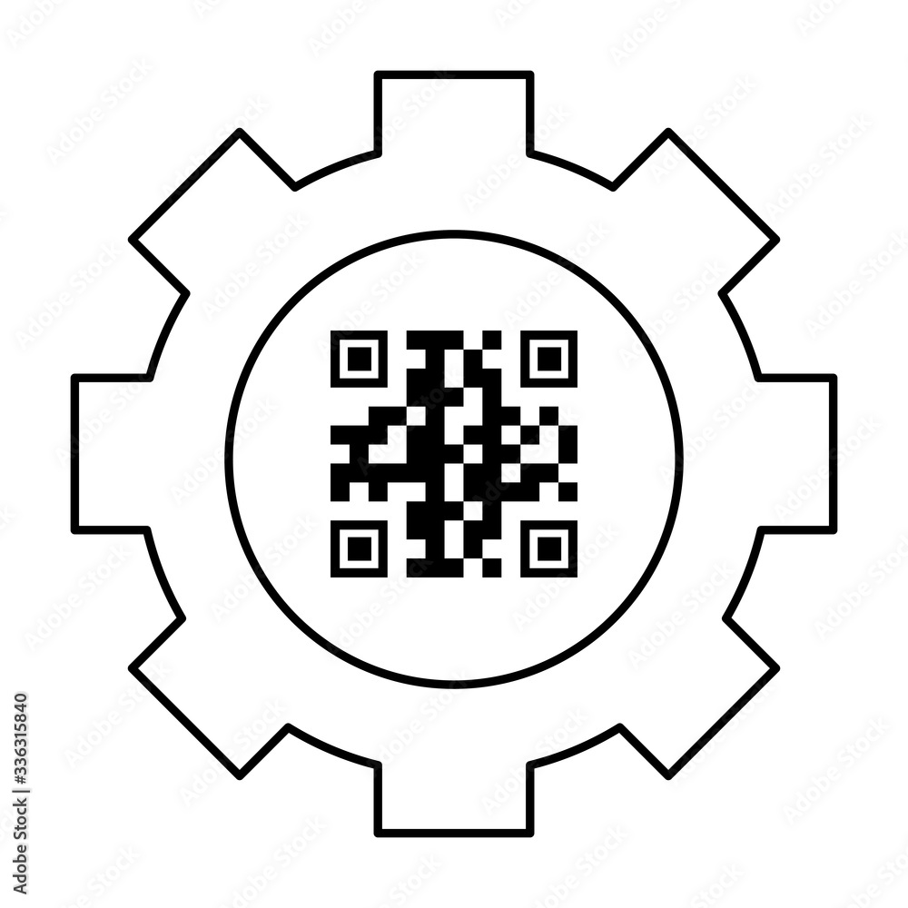 qr code inside gear design of technology scan information business ...