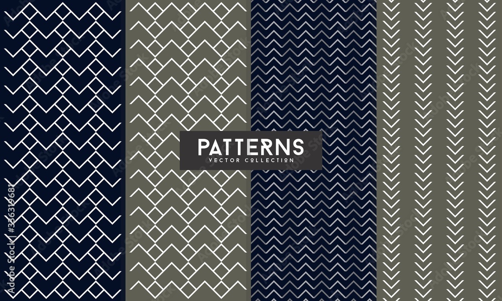 Set of pattern vector collection. Geometric lines patterns with edges ...