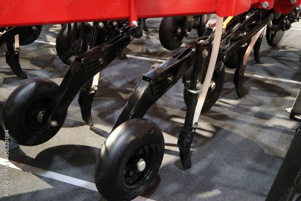 Precision inline seeder. A row seeder. Seed drill. Fragment. Stock ...