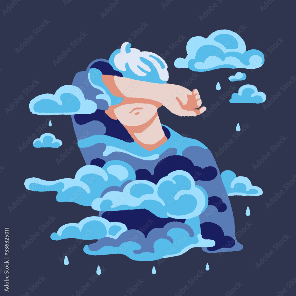 Sad tired guy covering face with hand feeling sadness, lonely and ...