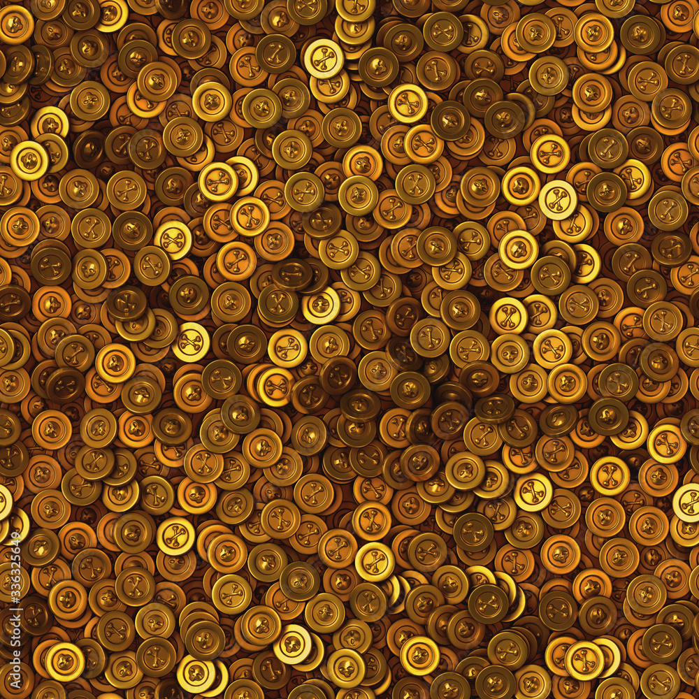 Seamless pattern with skull gold coins. Golden treasure background ...