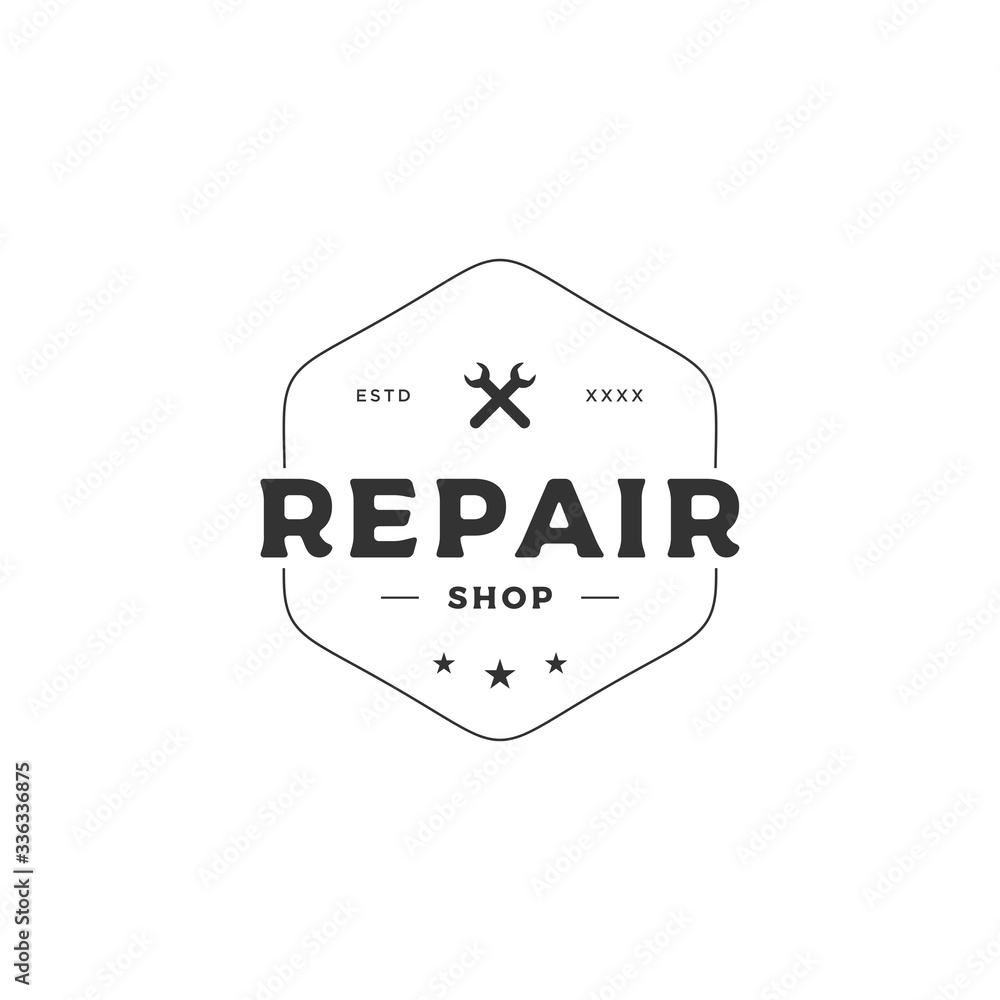 Repair shop logo design vector illustration Stock Vector | Adobe Stock