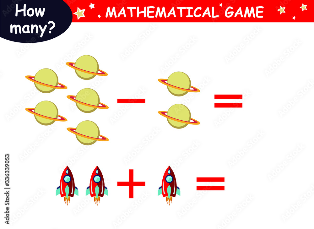 examples of addition and subtraction with cosmic elements (red rocket ...