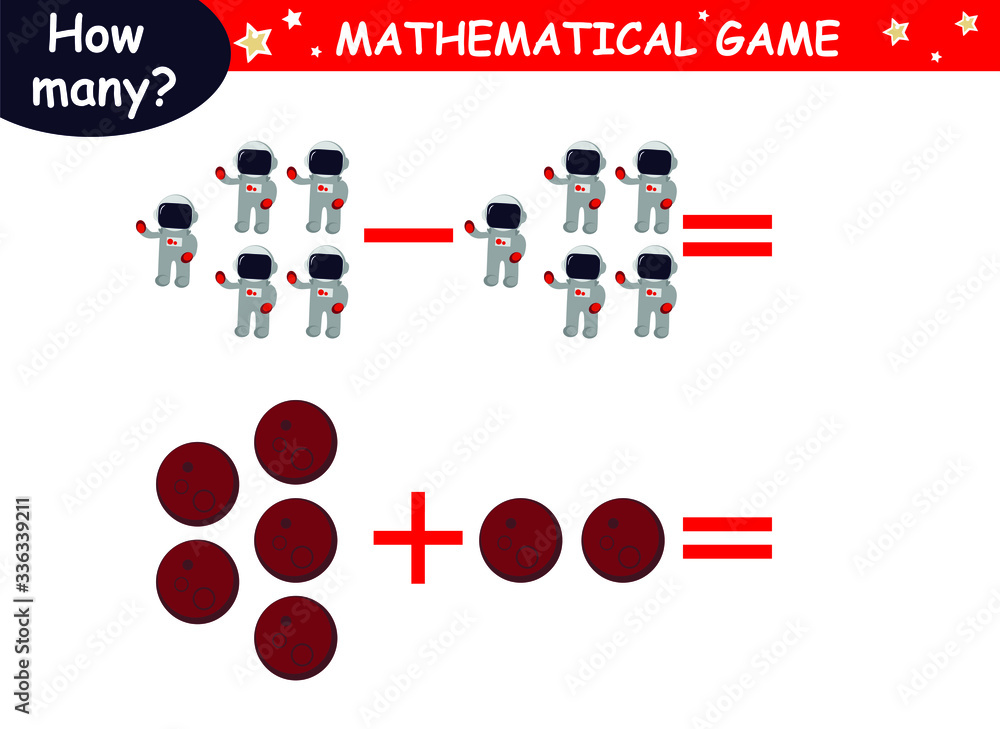 examples of addition and subtraction with cosmic elements (red rocket ...
