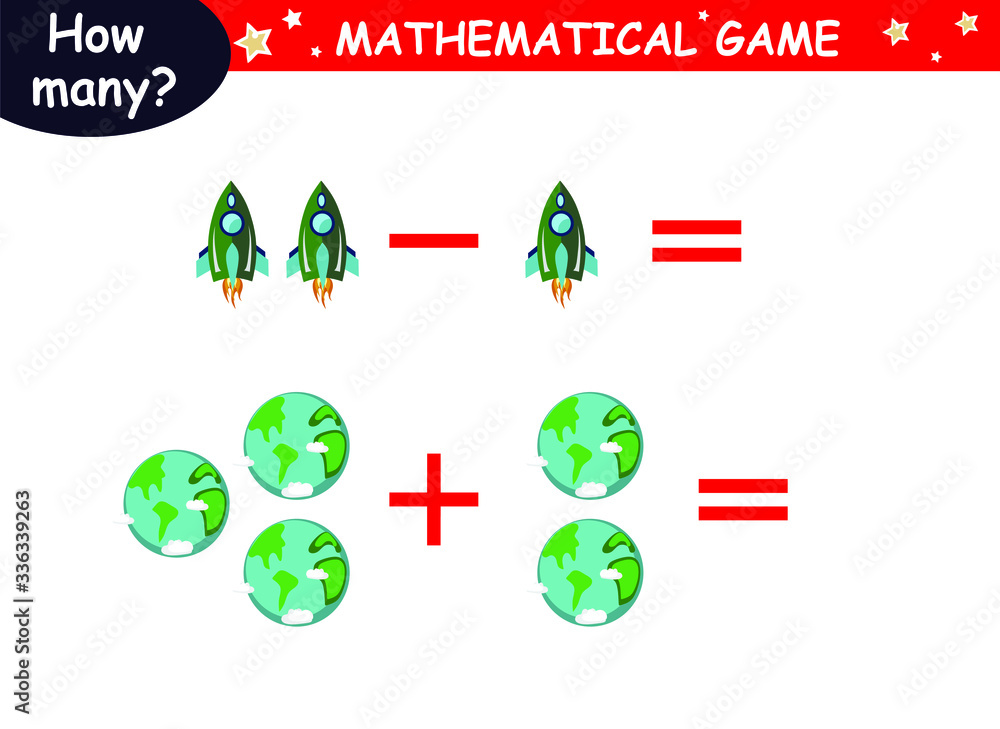 examples of addition and subtraction with cosmic elements (red rocket ...