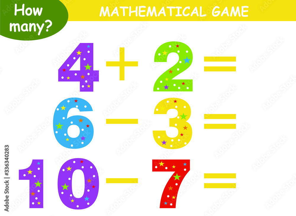examples of addition and subtraction. educational page with ...