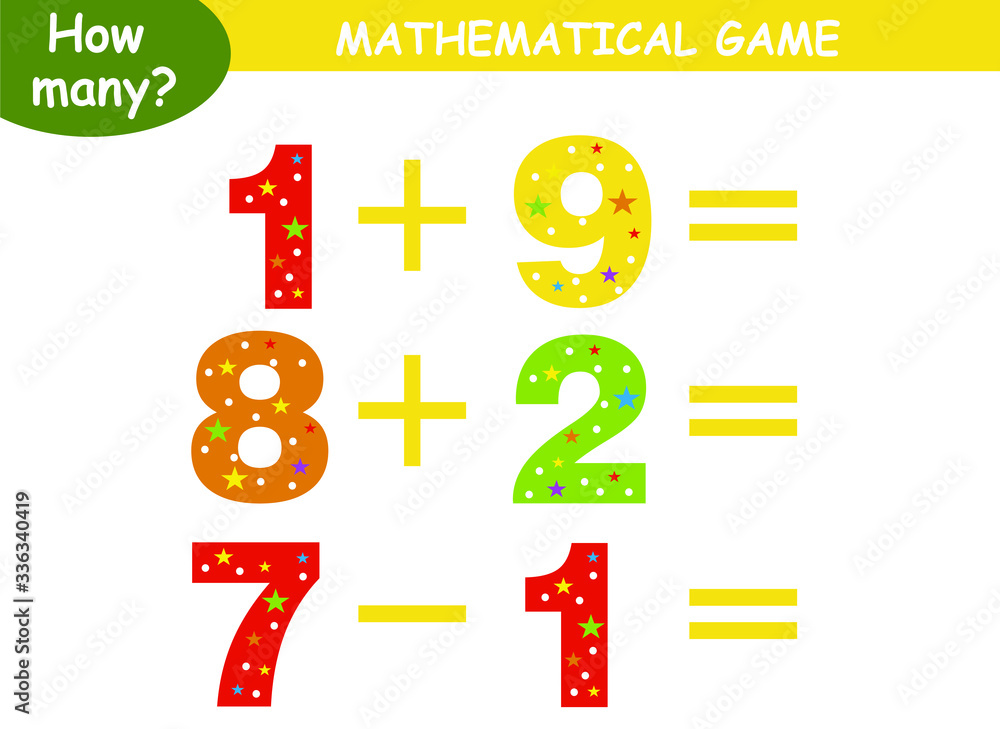 examples of addition and subtraction. educational page with ...