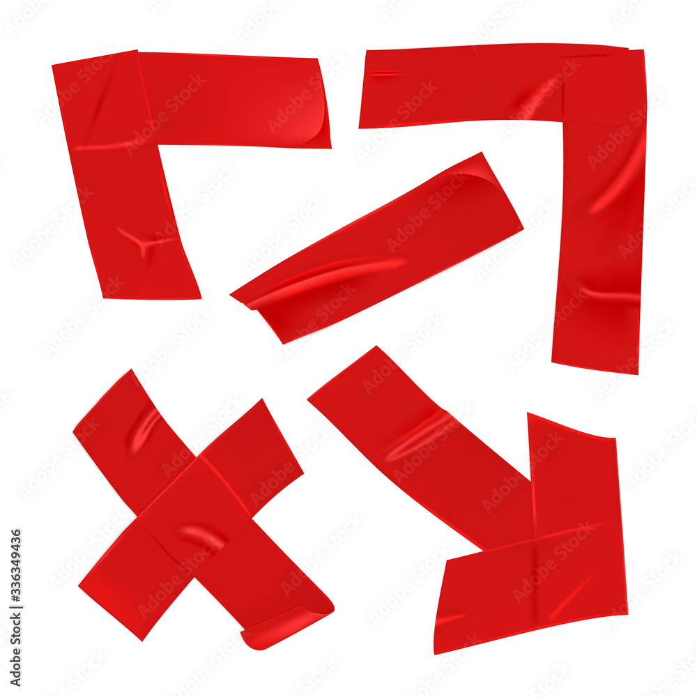 Red duct repair tape set isolated on white background. Realistic red ...