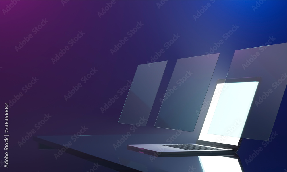 Floating empty screen laptop flat design, can use for business ...
