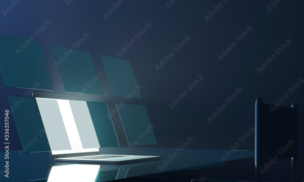 Floating empty screen laptop flat design, can use for business ...
