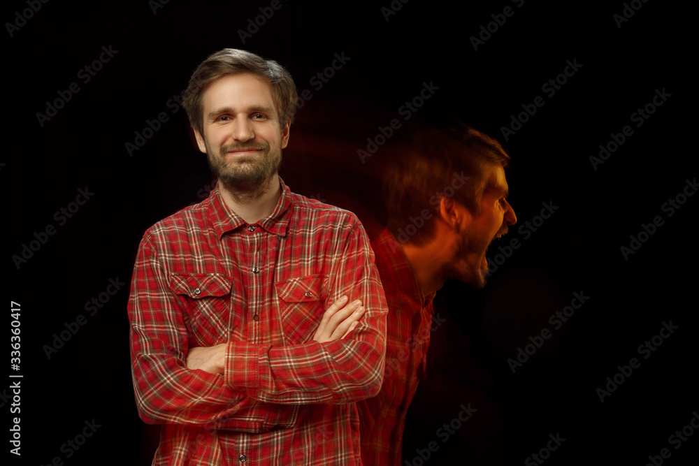 Calm outside, angry inside. The versatility of man - opened emotions ...