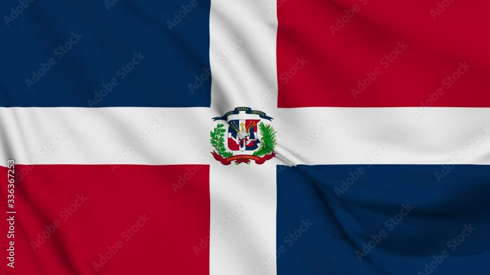 the republic Dominican flag is waving 3D animation. republic Dominica ...