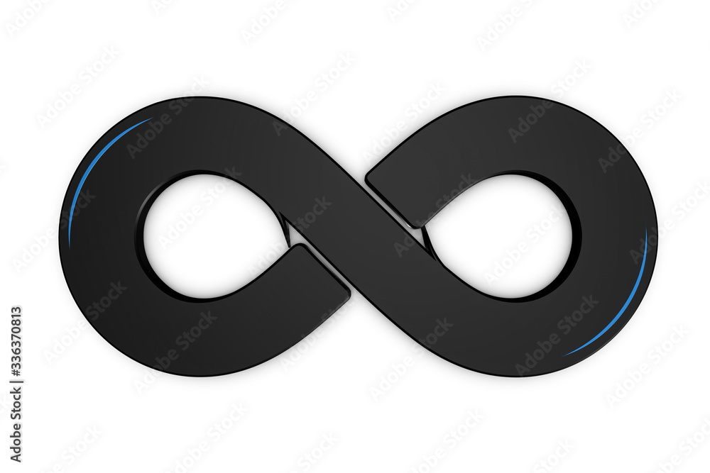 Infinity Symbol - Black 3D Illustration - Isolated On White Background ...