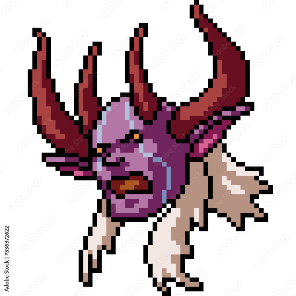 vector pixel art isolated demon head Stock Vector | Adobe Stock