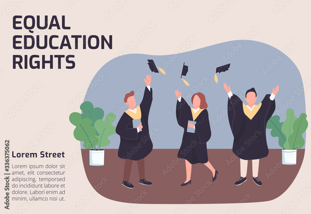 Equal education rights banner flat vector template. College, university ...