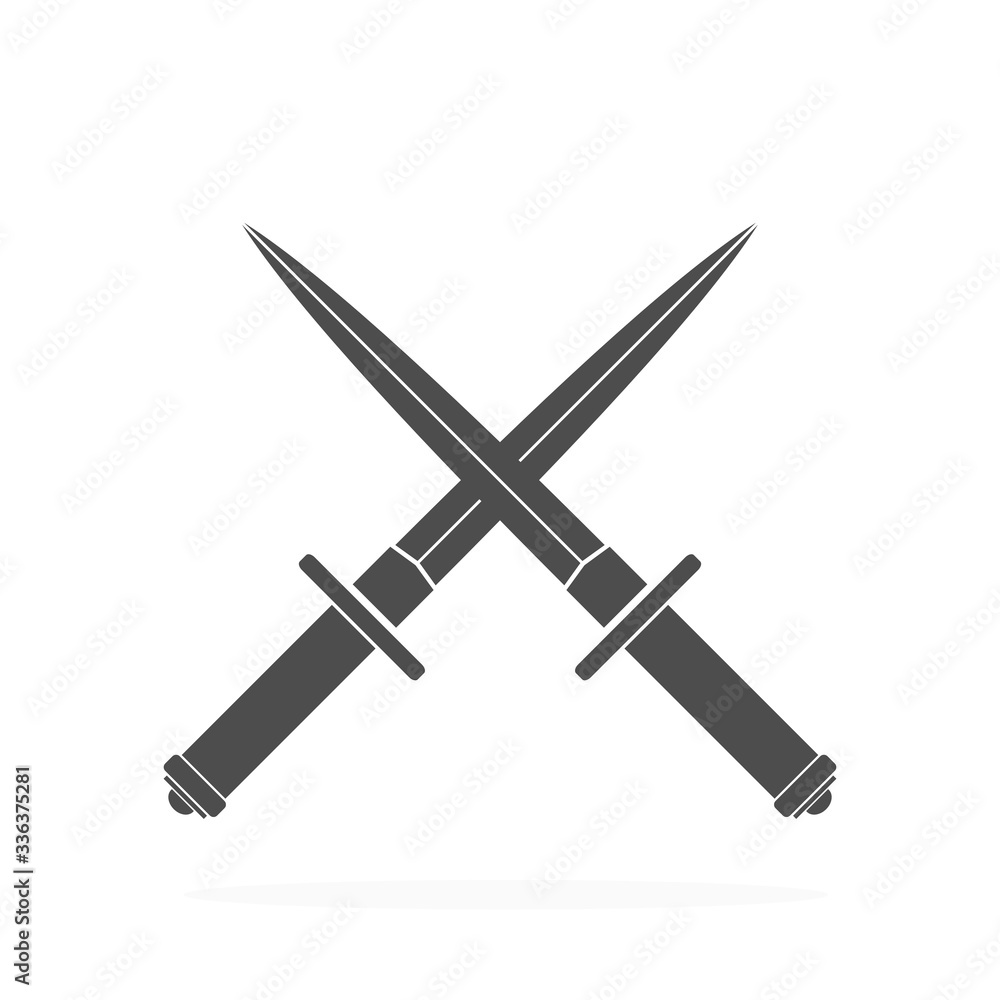 Crossed Military Combat Battle Daggers - Vector Illustration Black ...