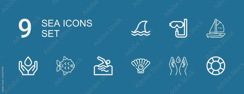 Editable 9 sea icons for web and mobile Stock Vector | Adobe Stock