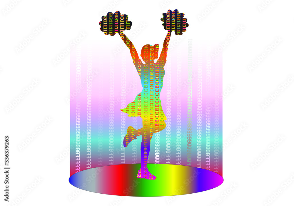 Cheerleading Logo Design, Dancing colorful girl splash paint ...