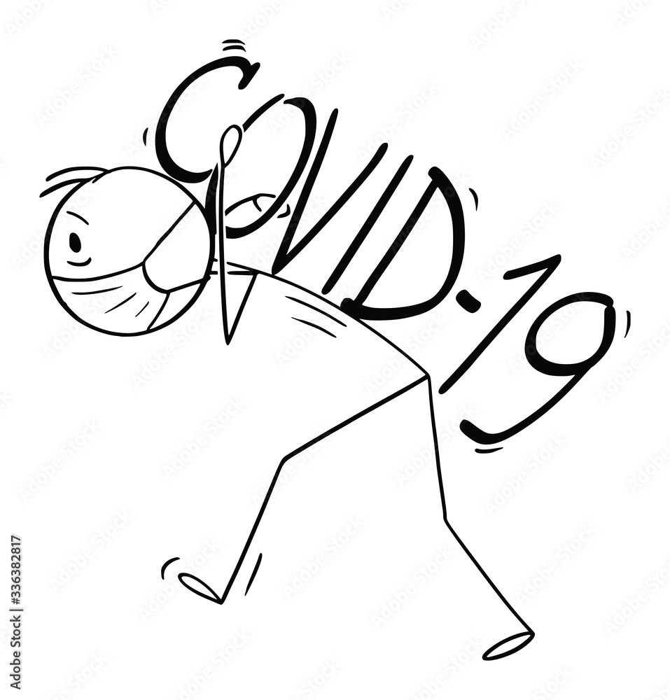 Vector cartoon stick figure drawing conceptual illustration of ...