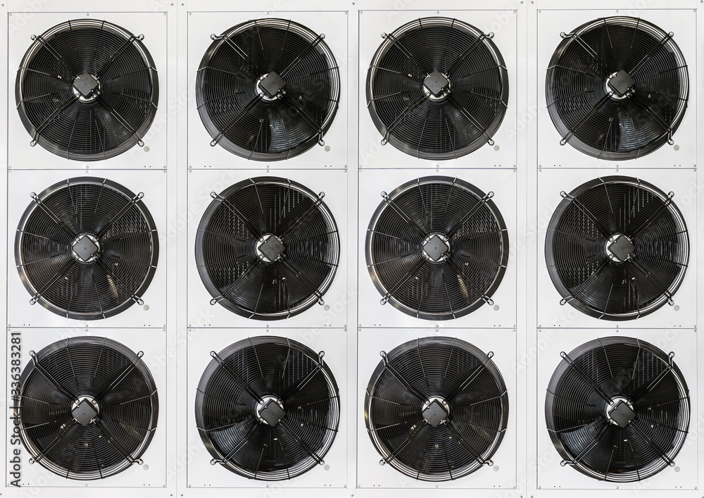 lot of fans in industrial cooling ventilation and air conditioning ...