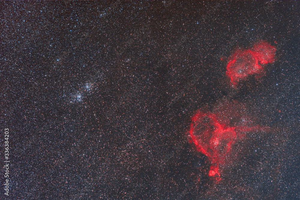 Night sky with stars and nebulae. Photo of real space objects through a ...