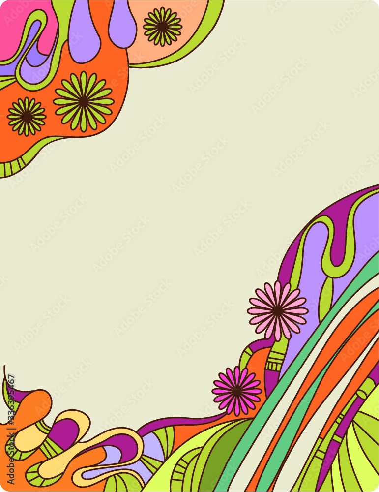 Psychedelic Background Cover Poster Template Hippie Style from the ...