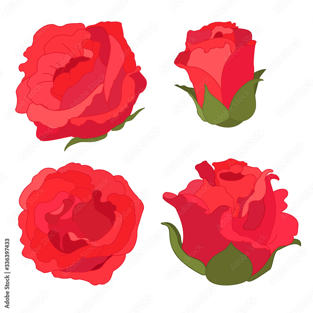 vector rose flower clip art on white isolated background Stock Vector ...