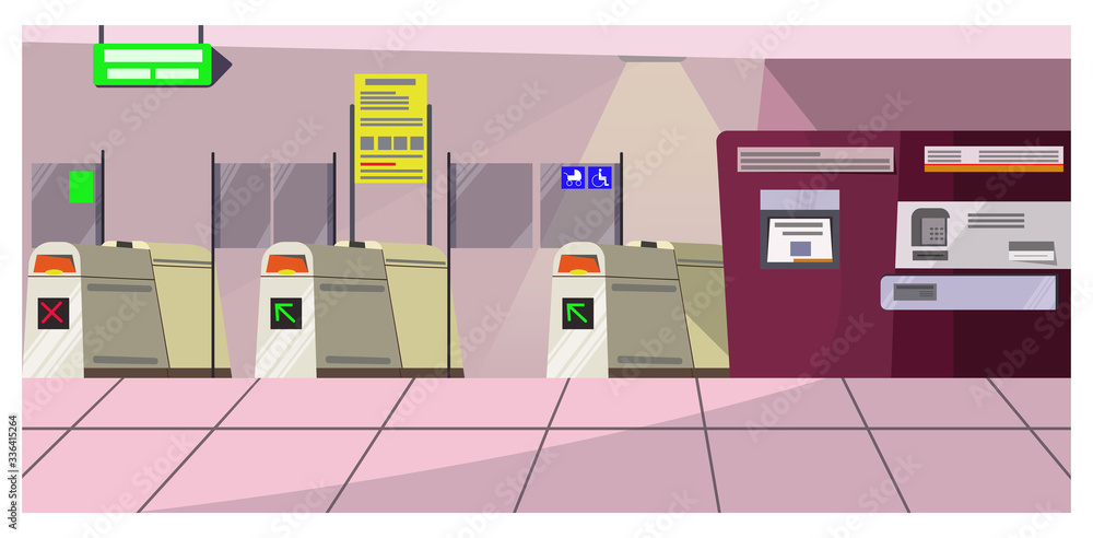 Airport security gates illustration. Modern terminal and direction ...