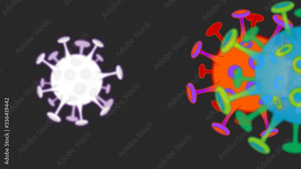 Colorful virus cells. Transparent blue, red, white coronavirus, COVID ...